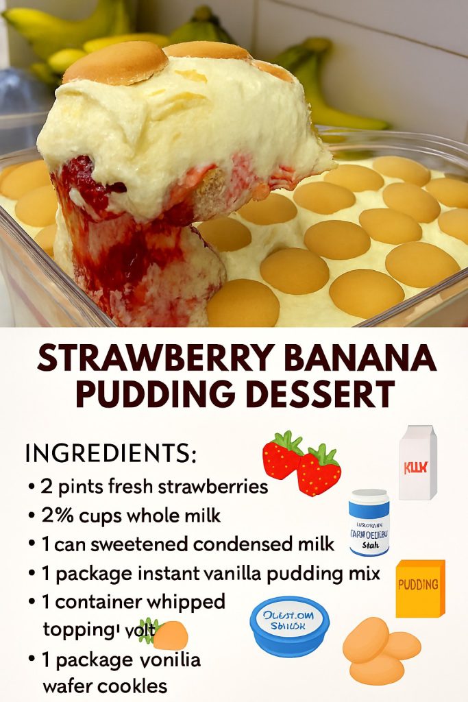 🍓🍌 Strawberry Banana Pudding Dessert – Best Recipes